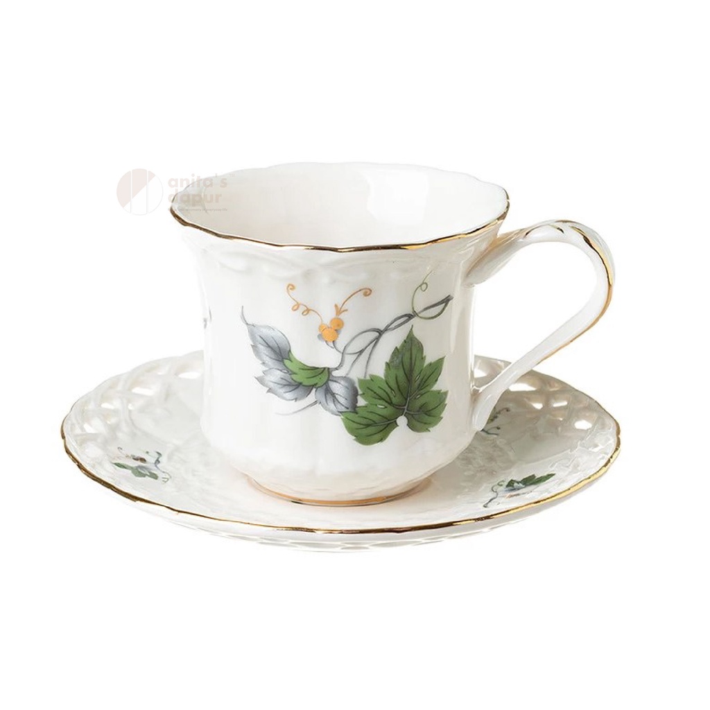 English Green Leaf Cup & Saucer/Set cawan viral ready stock/ Set cawan ...
