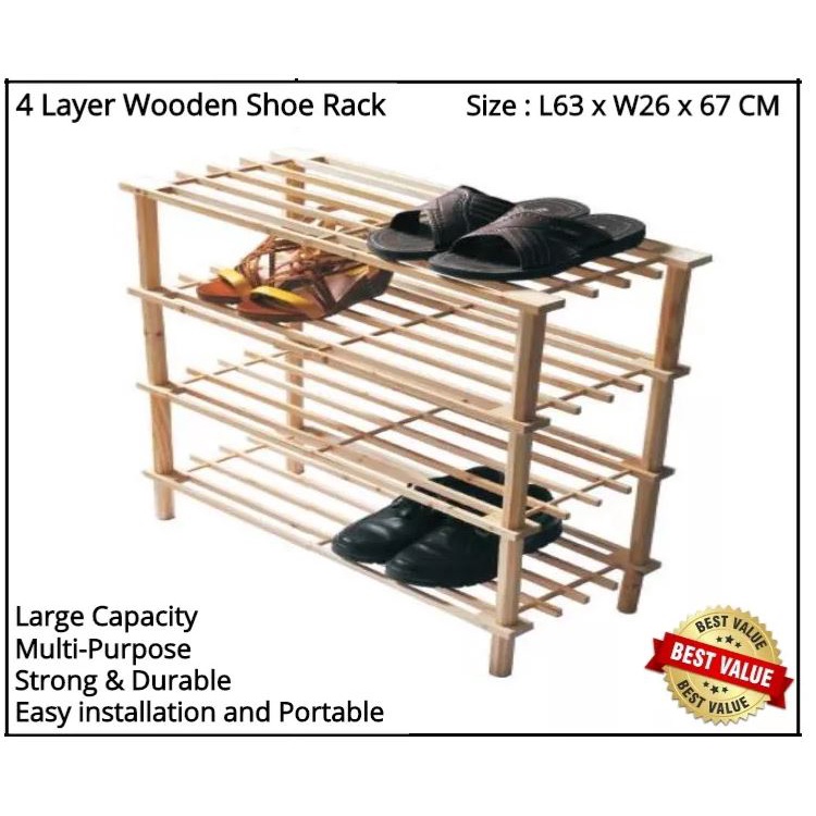 Wooden Shoe Rack Organizer Wooden Storage Bench Shelves Stand Shelf ...
