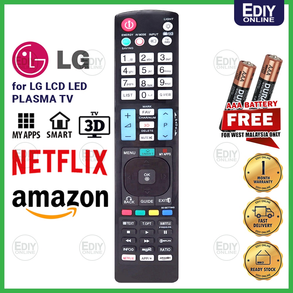 【FREE BATTERY AAA X2】 LG L930V L999V LED LCD UNIVERSAL SMART TV REMOTE ...