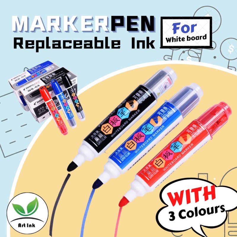 [Ready Stock] Refillable Whiteboard Marker [3 colors] Free 1 capsule ...