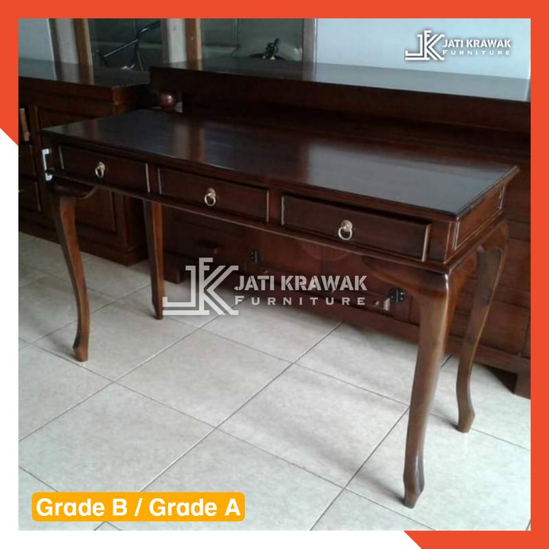 KAYU Plain Consul Table with 3 Drawers | Teak wood 3 drawer console ...