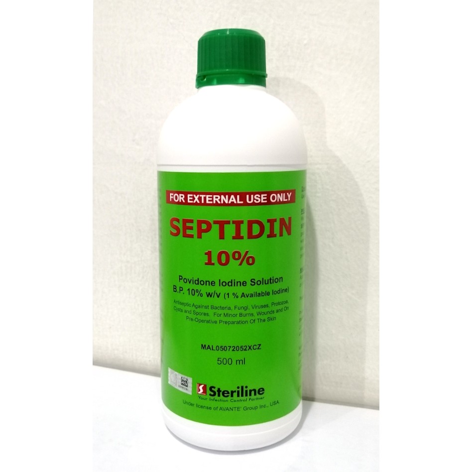 Septidin 10%, Rst 12, Povidone Iodine Solution 500ml Antiseptic First ...