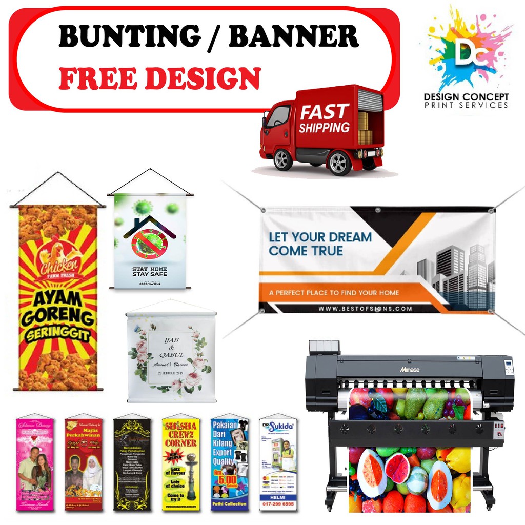 Banner Bunting Poster 布条广告 💥MURAH💥 (Printing + 免费设计 FREE Design ...