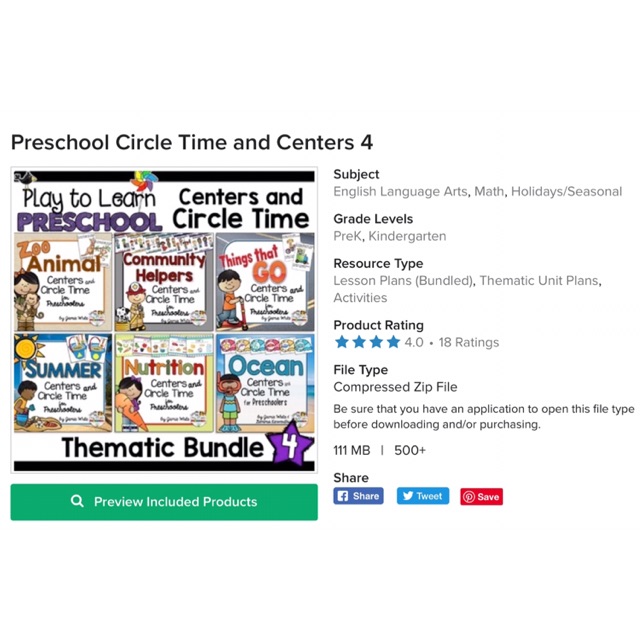 Printable *Preschool Circle Time and Centers 4 | Shopee Malaysia