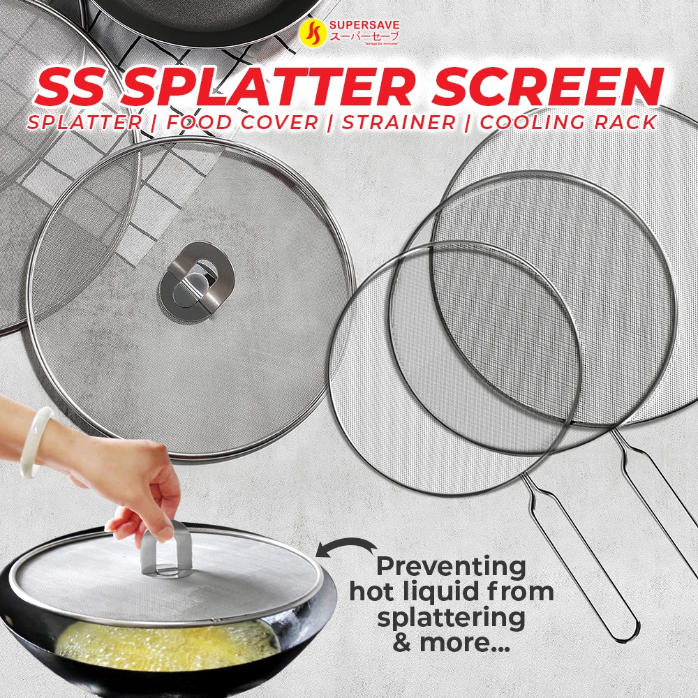 SUPERSAVE 3 in 1 Splatter Screen Stainless Steel With Handle and Lids ...