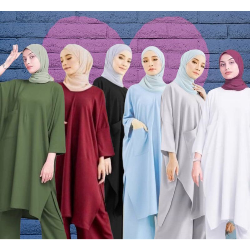 MUSLIMAH SET MULAN (FREE SIZE/PLUS SIZE/EXTRA PLUS SIZE) MURAH MURAH ...