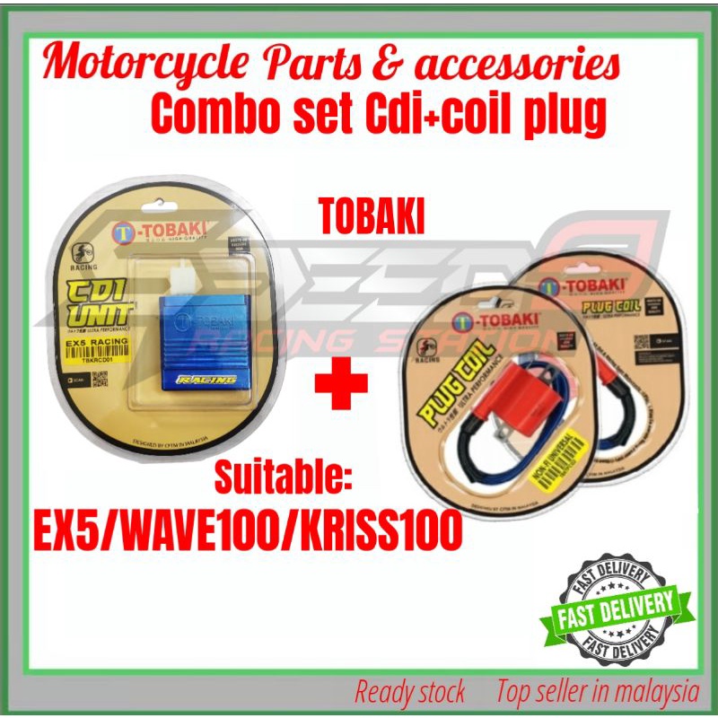 Combo set tobaki cdi unit + coil plug ex5 / ex5 dream / wave100 ...