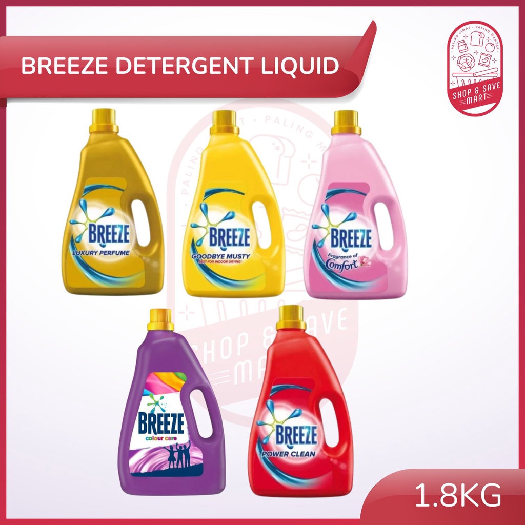 BREEZE Long Lasting Fragrance Laundry Detergent Liquid 1.5kg - 1.8kg Variety Series | Shopee ...