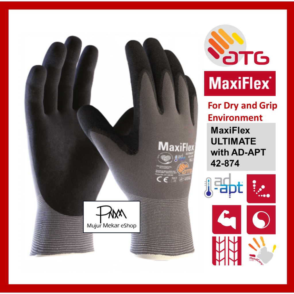 ATG MaxiFlex Ultimate 42-874 Safety Gloves with AD-APT- breathable ...