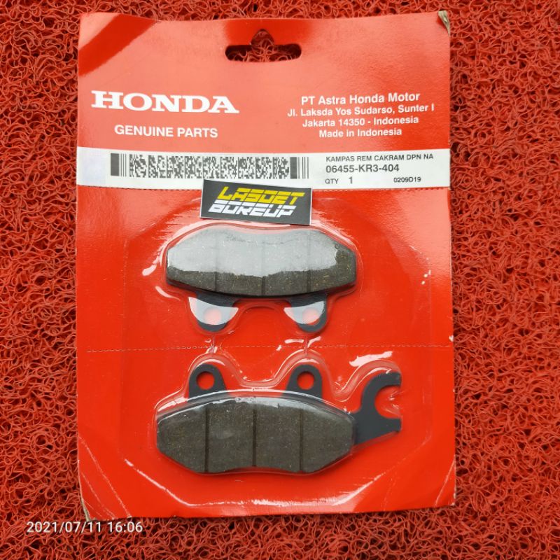 Honda FRONT DISC BRAKE CAMP DISCPAD - KHARISMA 125 125D - SUPRA X 125 ...