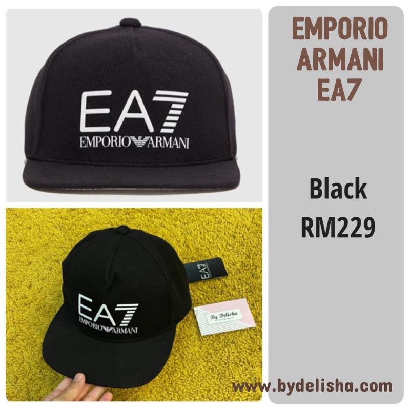 Emporio Armani EA7 Men Snap Back Cap Black EA7 Logo | Shopee Malaysia