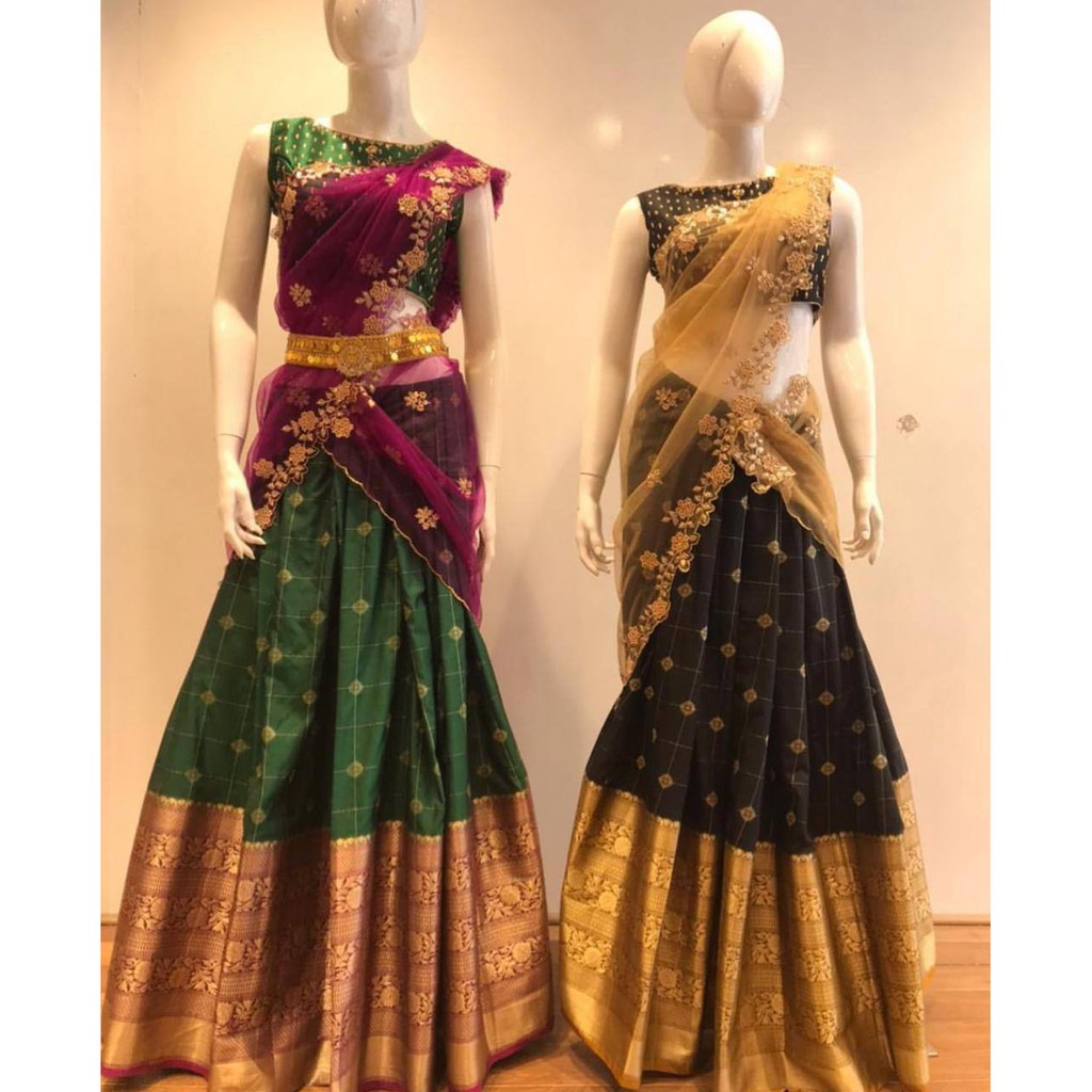 Kanjivaram Silk Half Saree | Shopee Malaysia