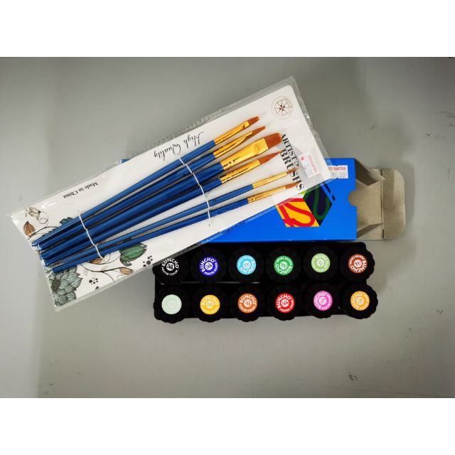 POSTER COLOUR AND ARTIST BRUSH ( 1.SET. ) | Shopee Malaysia