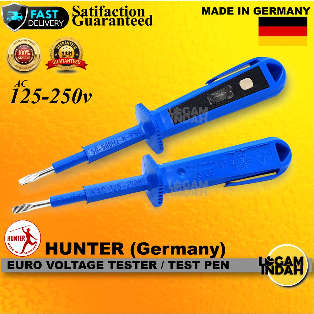 HUNTER {ORIGINAL} 150MM HEAVY DUTY EURO VOLTAGE TESTER / TEST PEN {MADE ...