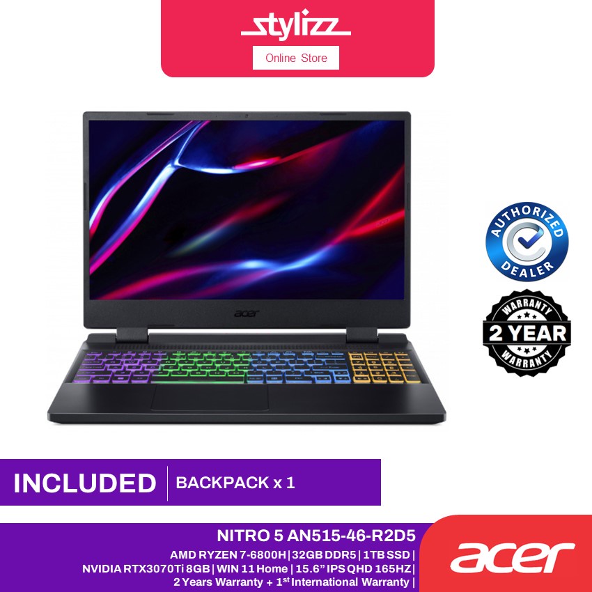 Acer Nitro 5 AN515-46-R2D5 15.6" QHD 165Hz Gaming Laptop ( AMD Ryzen 7 ...