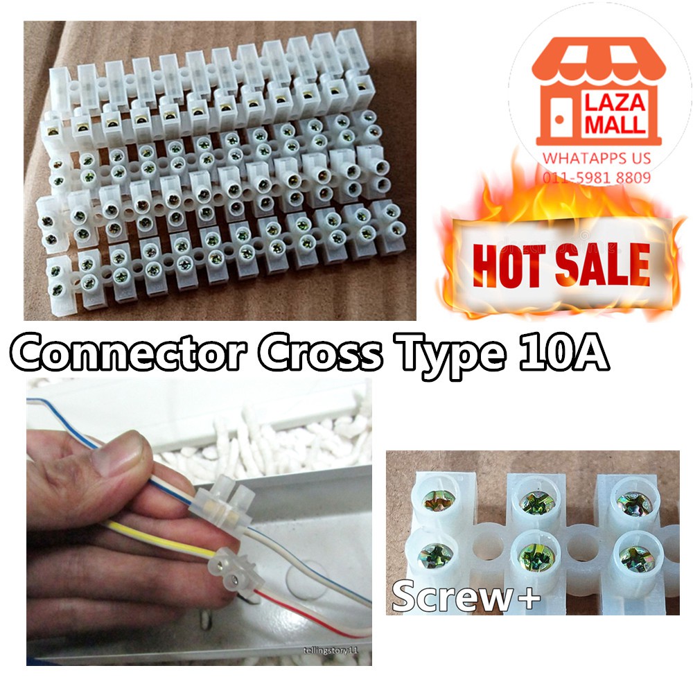 【12Pcs 10A TRANSPARENT SCREW】Connector wire Pvc Terminal Block ELEKTRIK ...