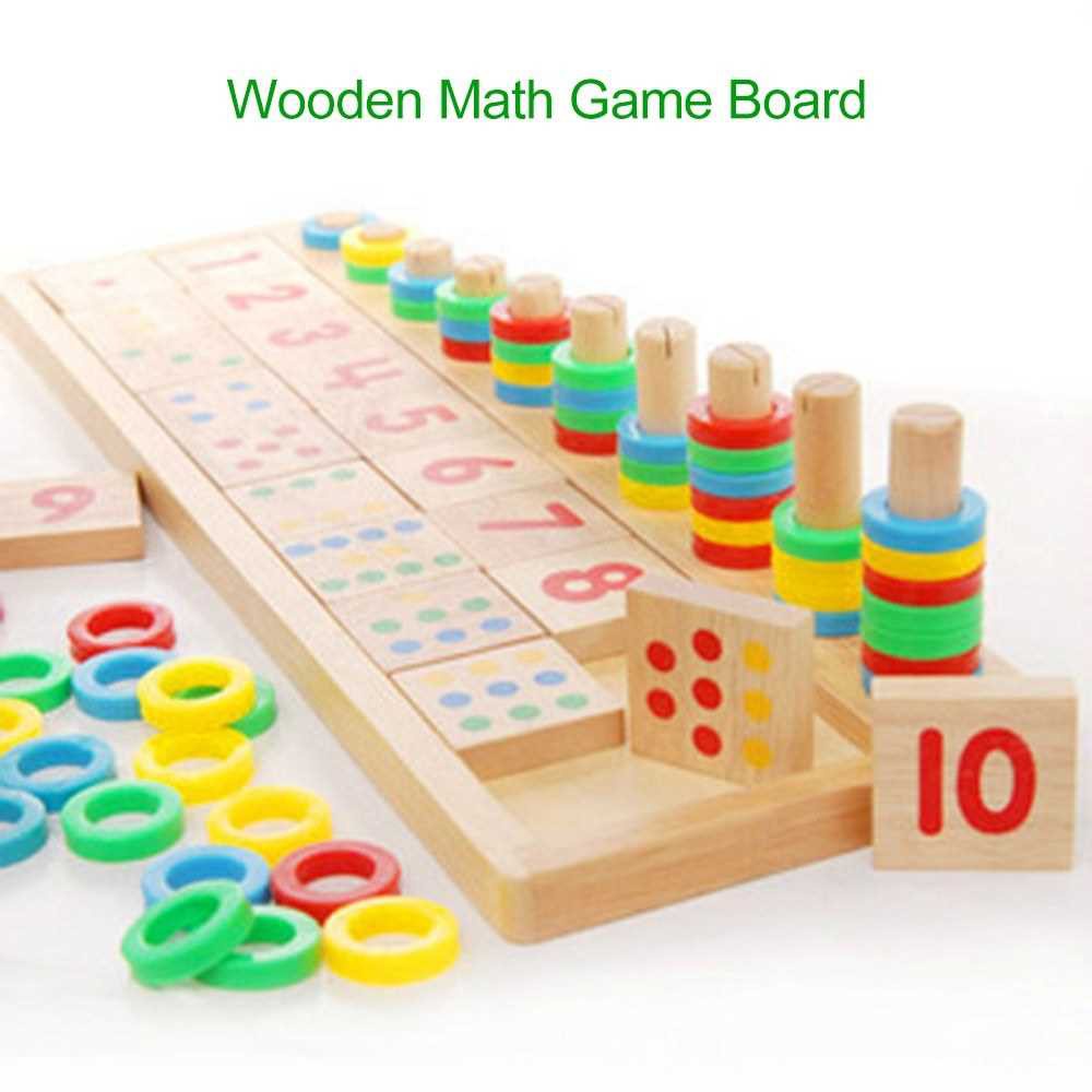 Wooden Math Game Board Number Puzzle Sorting Montessori Toys ...