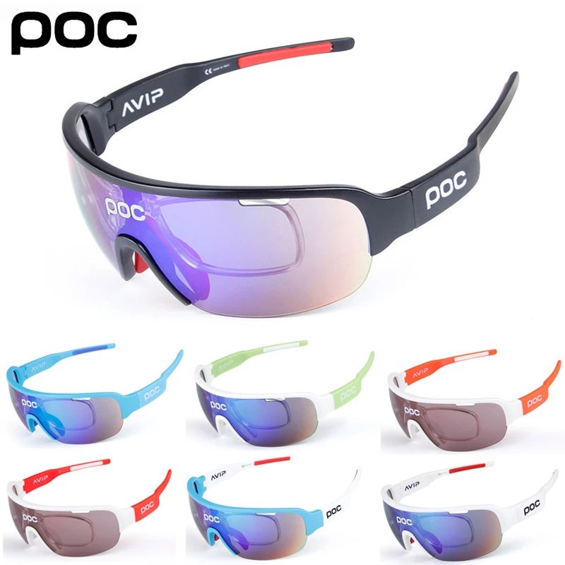 5 Lens Half frame POC HD Polarized Cycling Sunglasses Sports Glasses Men Women Road Bike Eyewear ...