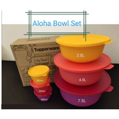 🌈Tupperware Aloha Bowl+ Handy fancy (6pcs) | Shopee Malaysia