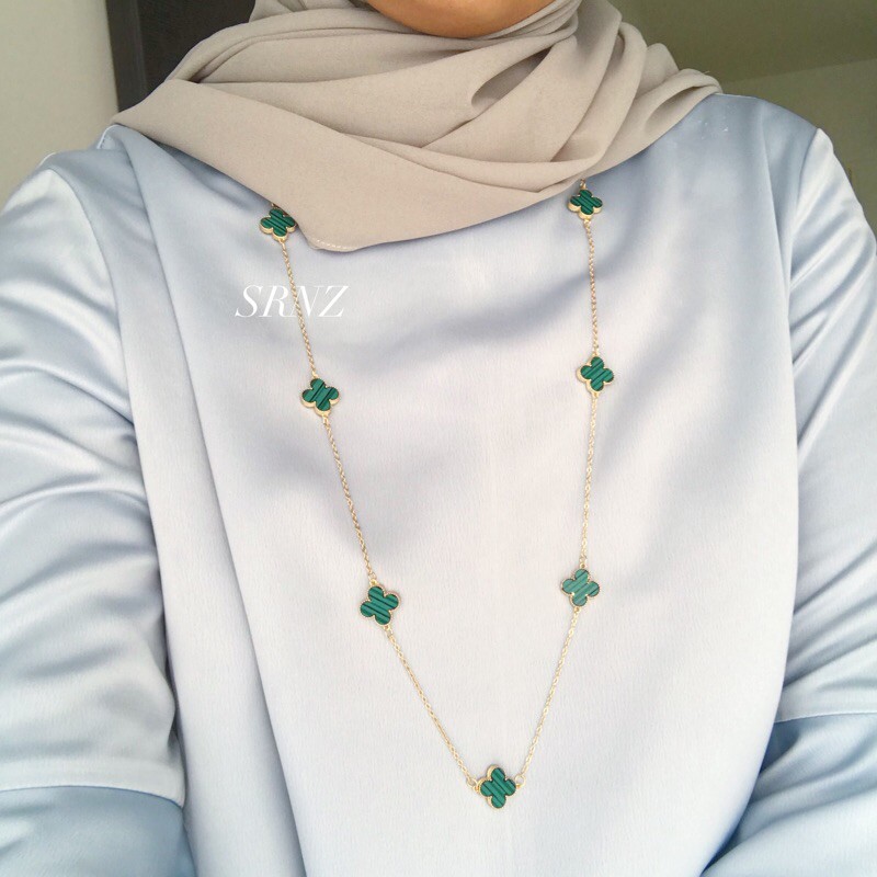 🇲🇾READY STOCK🇲🇾 NCK 013 FLOWER CHARMS NECKLACE RANTAI LEHER BUNGA RANTAI PEARL RANTAI RAYA ...