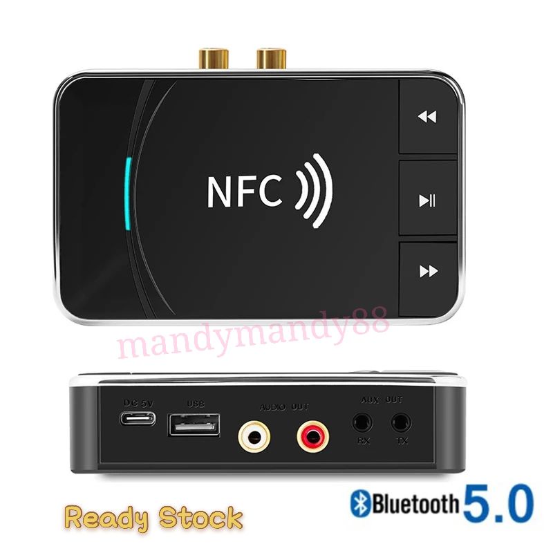 (Ready Stock) NFC 5.0 Bluetooth Receiver A2DP AUX 3.5mm RCA Jack USB ...