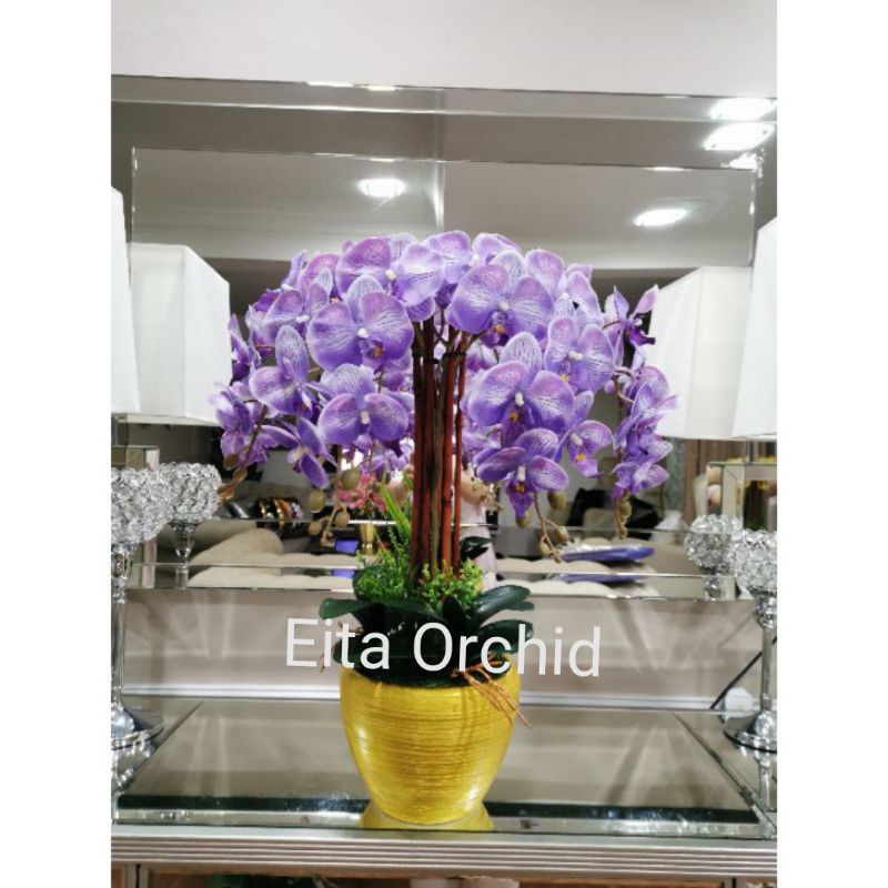 gubahan orkid latex 7 tangkai pasu ceramic orchid siap gubah keliling ...