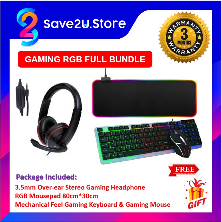 【Ready Stock】Gaming Combo 4 IN 1 Mechanical RGB Set (Keyboard + Mouse ...