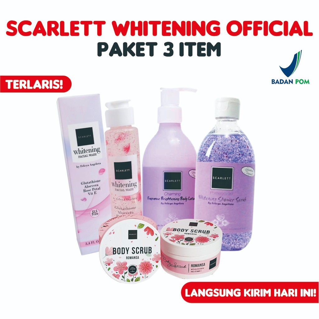 Scarlett Whitening 3 Package Scarlet Original Lotion Body Scrub Shower ...
