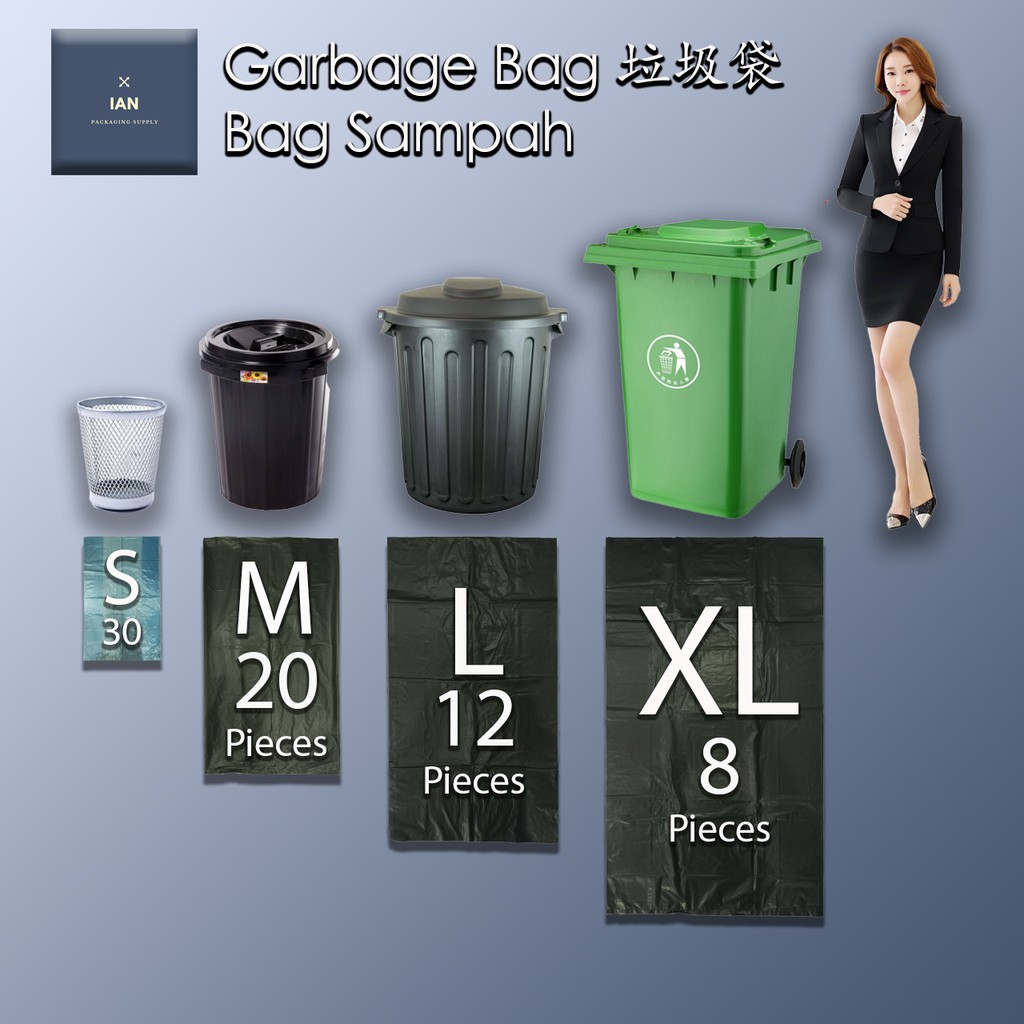 Garbage Bag S 30 pcs M 20pcs L 12pcs XL 8pcs Light Medium Heavy Duty Shopee Malaysia
