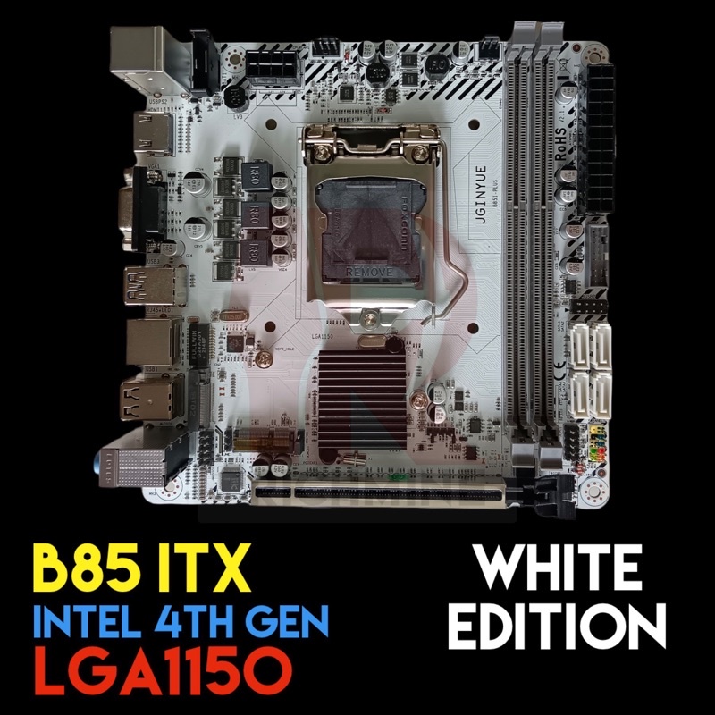 {ReadyStock} B85 ITX LGA1150 White Motherboard Intel 4th Gen Desktop PC gaming JGINYUE | Shopee ...