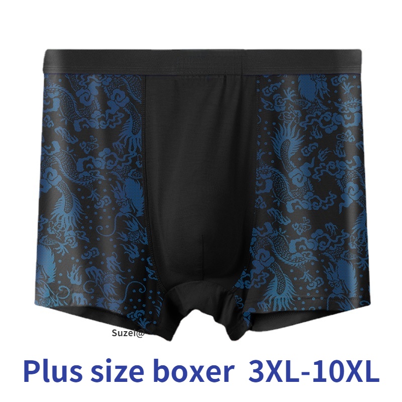 Boxer Plus Size For Mens High Waist Boxer Briefs Modal Wide Belt Dragon Print Underpants Trunks