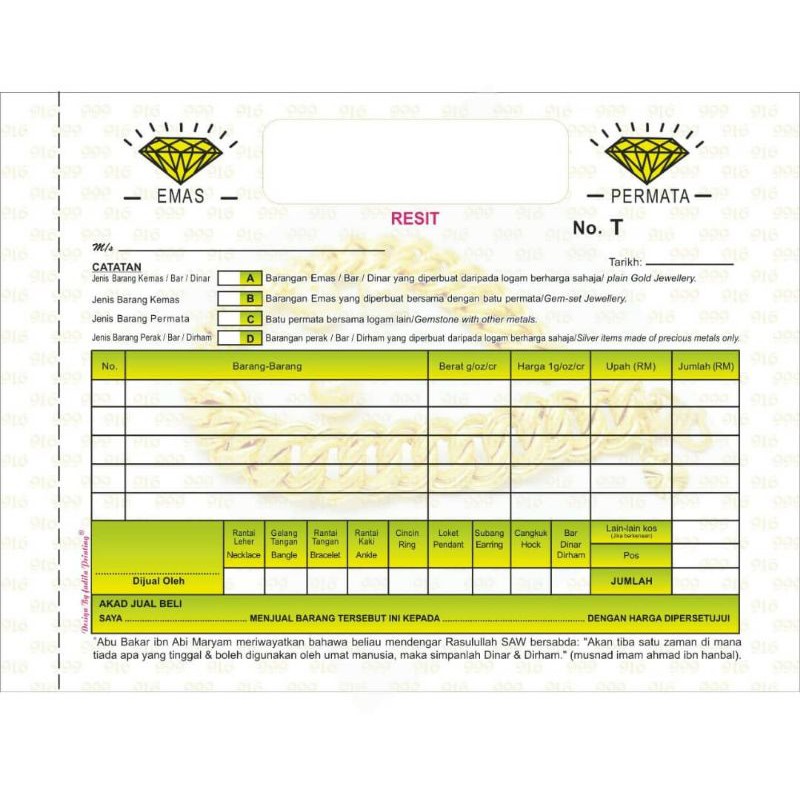 BUKU RESIT EMAS BEWARNA (2-Buah buku resit) | Shopee Malaysia