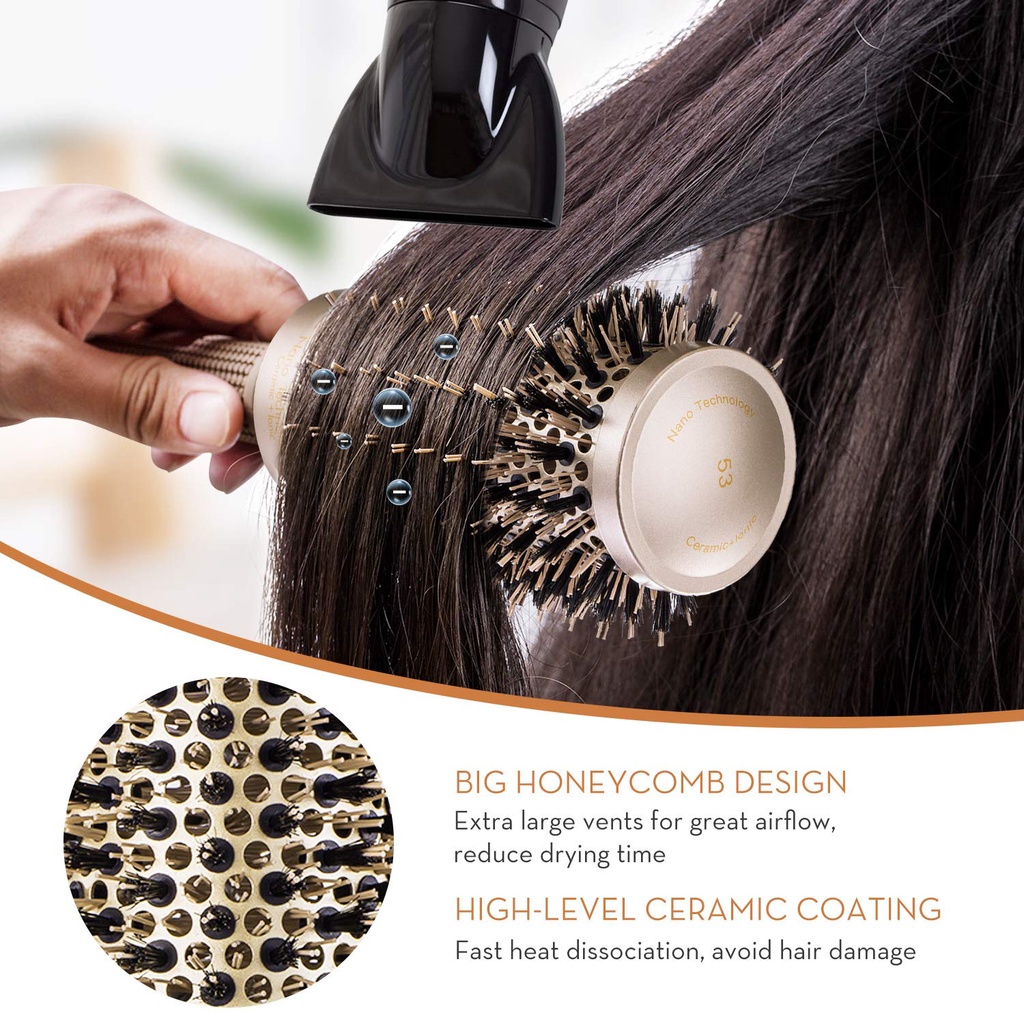 Round Hair Comb / Brushes for Blow Drying, Round Hair Brush Set for ...