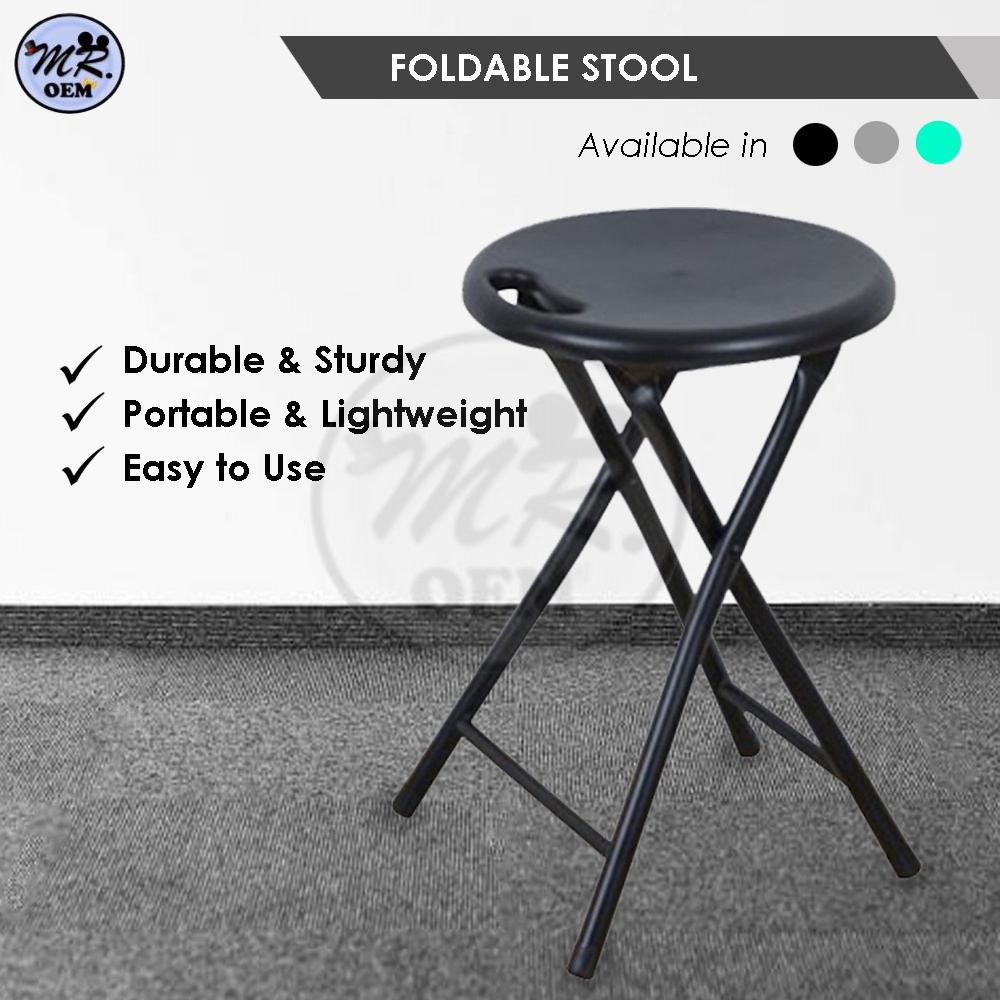 MR OEM Folding Round Plastic Stool Portable Lightweight Carry Outdoor ...