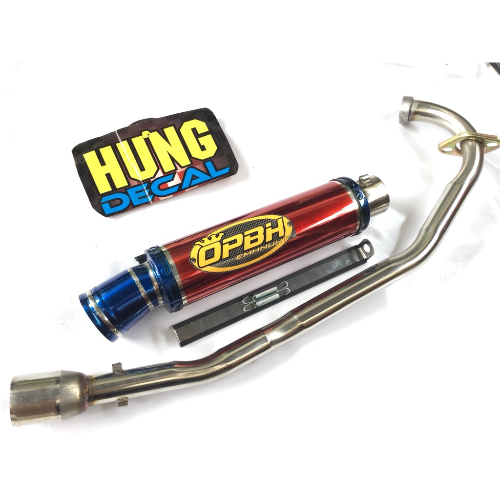 Obph FULL RED exhaust set with STRAIGHT Stainless Steel Neck WAVE, SI ...
