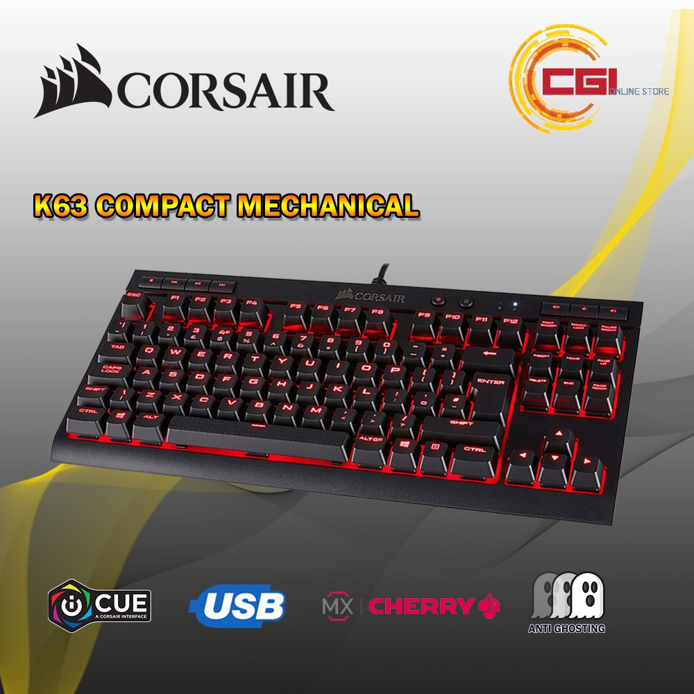 Corsair K63 Compact Mechanical Gaming Keyboard CHERRY MX Red (CH-9115020-NA) | Shopee Malaysia