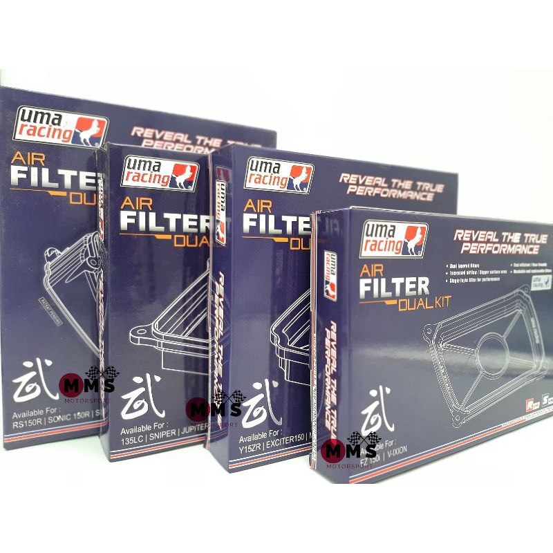 Uma Racing Air Filter Dual Kit Penapis Udara VARIO160 RS150 LC135 Y15ZR ...