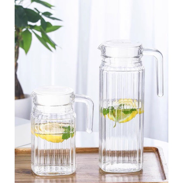 Glass Water Jug with Cover Serving Pitcher Dinking Jar Jag Air Kaca ...