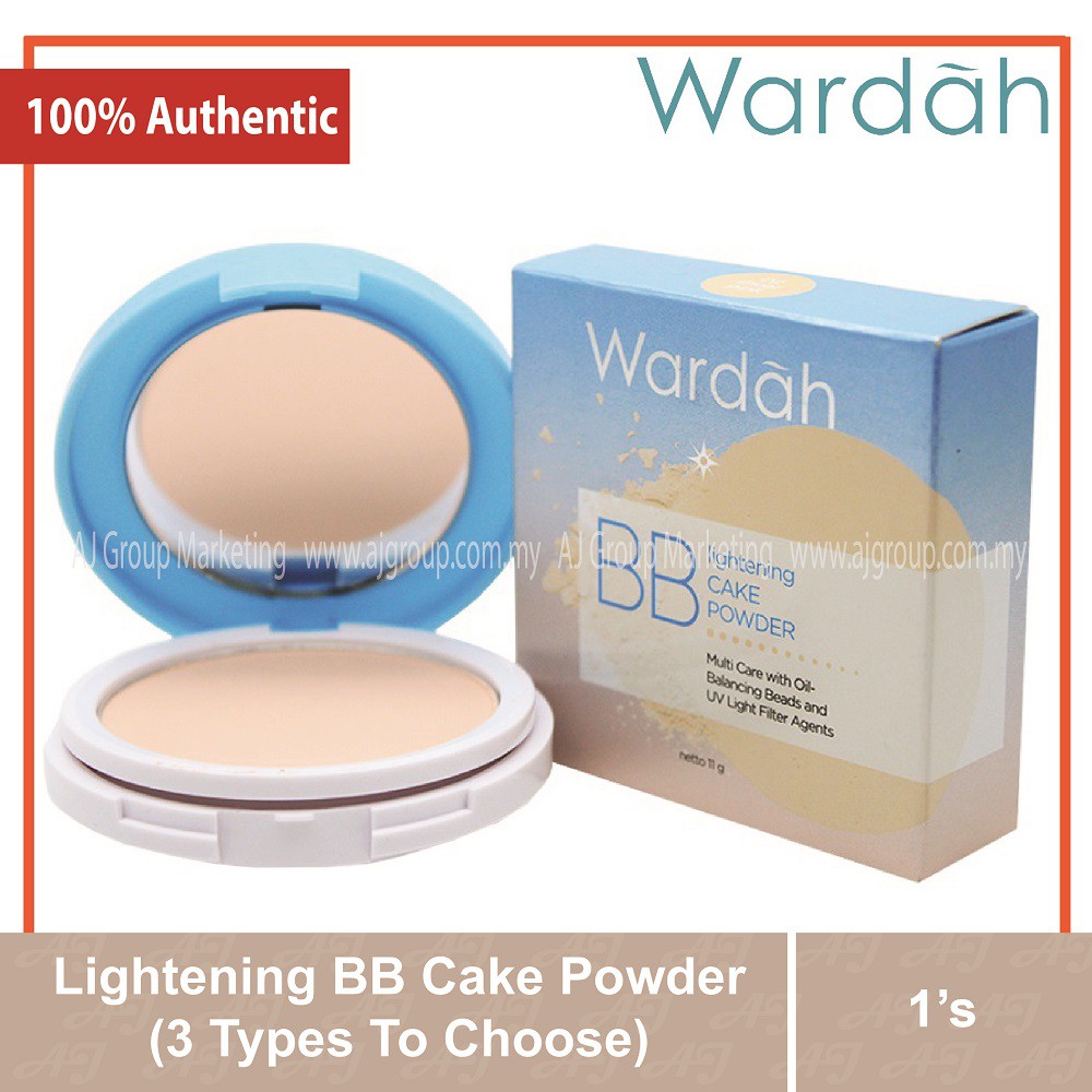 Wardah Lightening BB Cake Powder (01 Light / 02 Sheer Pink / 03 Natural ...