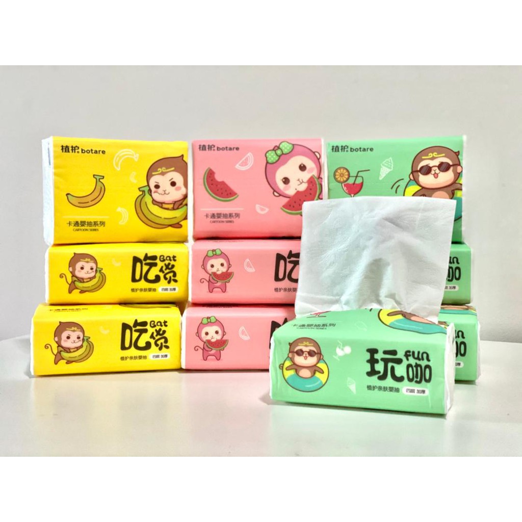 Botare Cartoon Series Soft Facial Tissue Paper Cute Monkey (70 pulls x ...