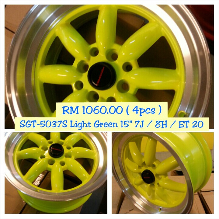 Alloy Rim Wheel 15" SGT-5037S LIGHT GREEN 7J / ET20 / 4H 100 / 4H 114.3 ...