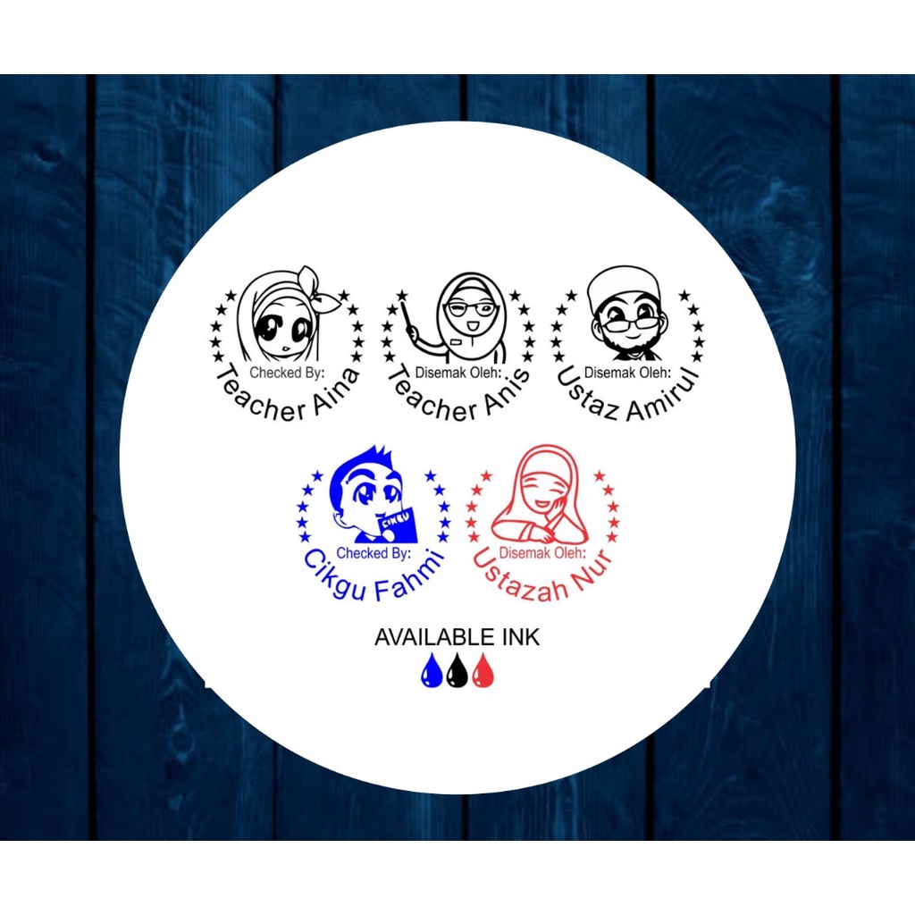 Cop Rubber Stamp R24 Disemak untuk Teacher / Guru bentuk bulat/circle ...