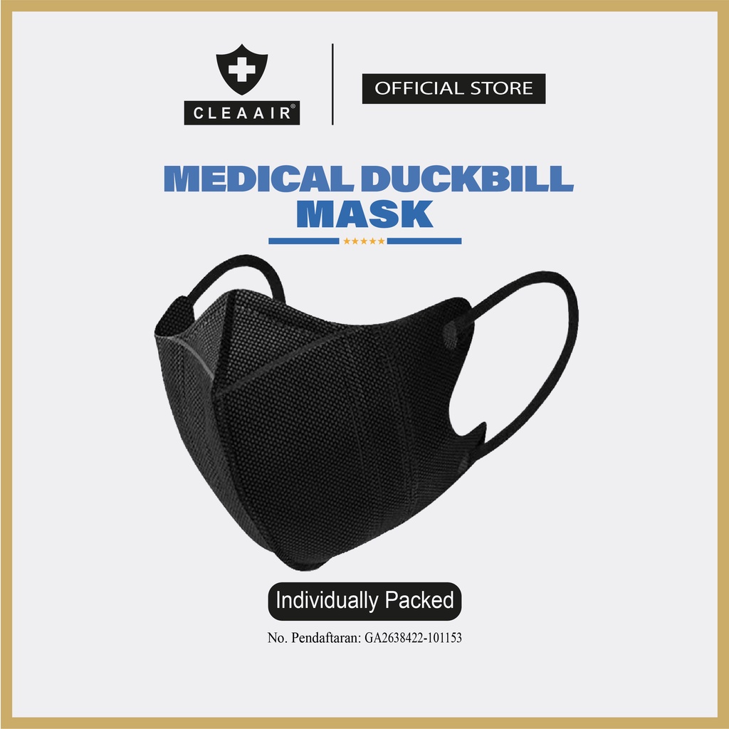 Ready stock duckbill mask & Packs Duckbill Masking black 3D Non Hijab Earloop (10pcs) Disposable ...