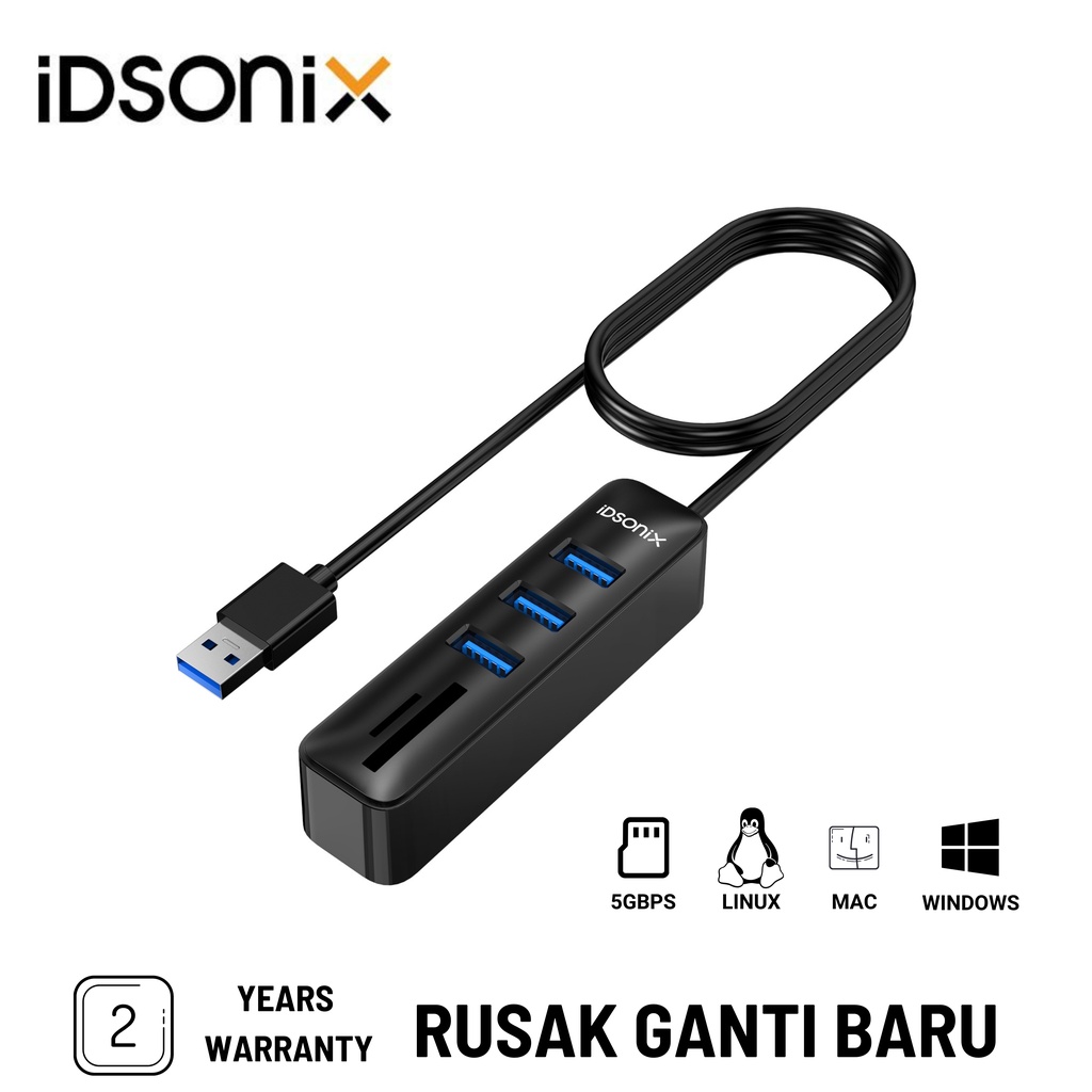 Idsonix 3 PORT USB HUB with Card Reader (IAU32-3TS) | Shopee Malaysia