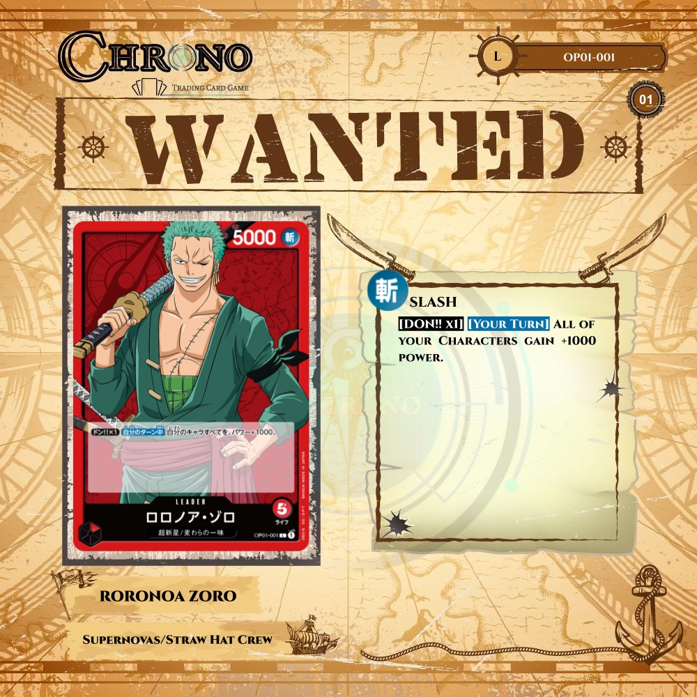 OP01-001 | Roronoa Zoro | Leader | One Piece TCG Single | Chrono TCG ...