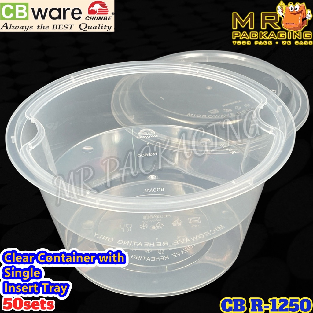 CB R1250 Compartment Black / Clear Round Container with Dome Lid ...