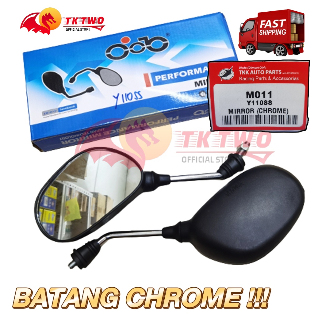 (M011) YAMAHA Y110SS MIRROR CHROME SIDE MIRROR BACK MIRROR CERMIN SISI ...
