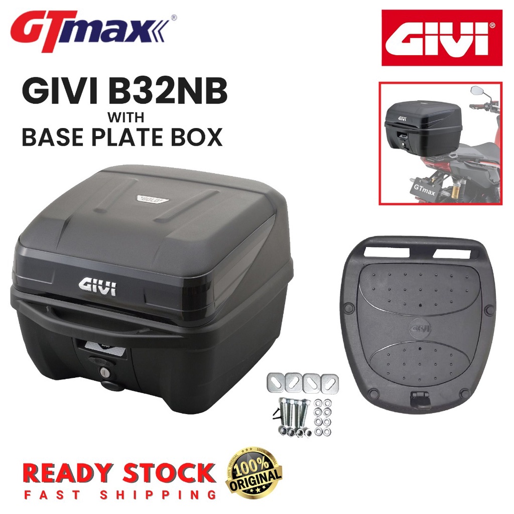 [BASE PLATE INCLUDED] KOTAK/BOX GIVI MONOLOCK TOP CASE BOLD B32 B32N B32NB BLACK REFLECTOR ...