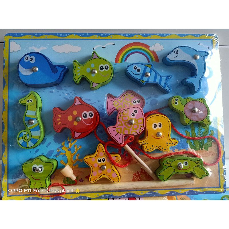 ready stock wooden magnetic fishing toys | Shopee Malaysia