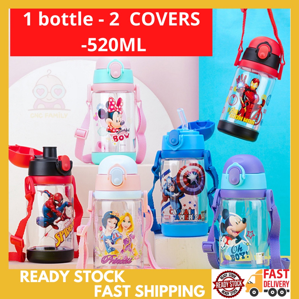CNC[Ready Stock]Kids Water Bottle With Strap 2 in 1 Straw and Direct ...